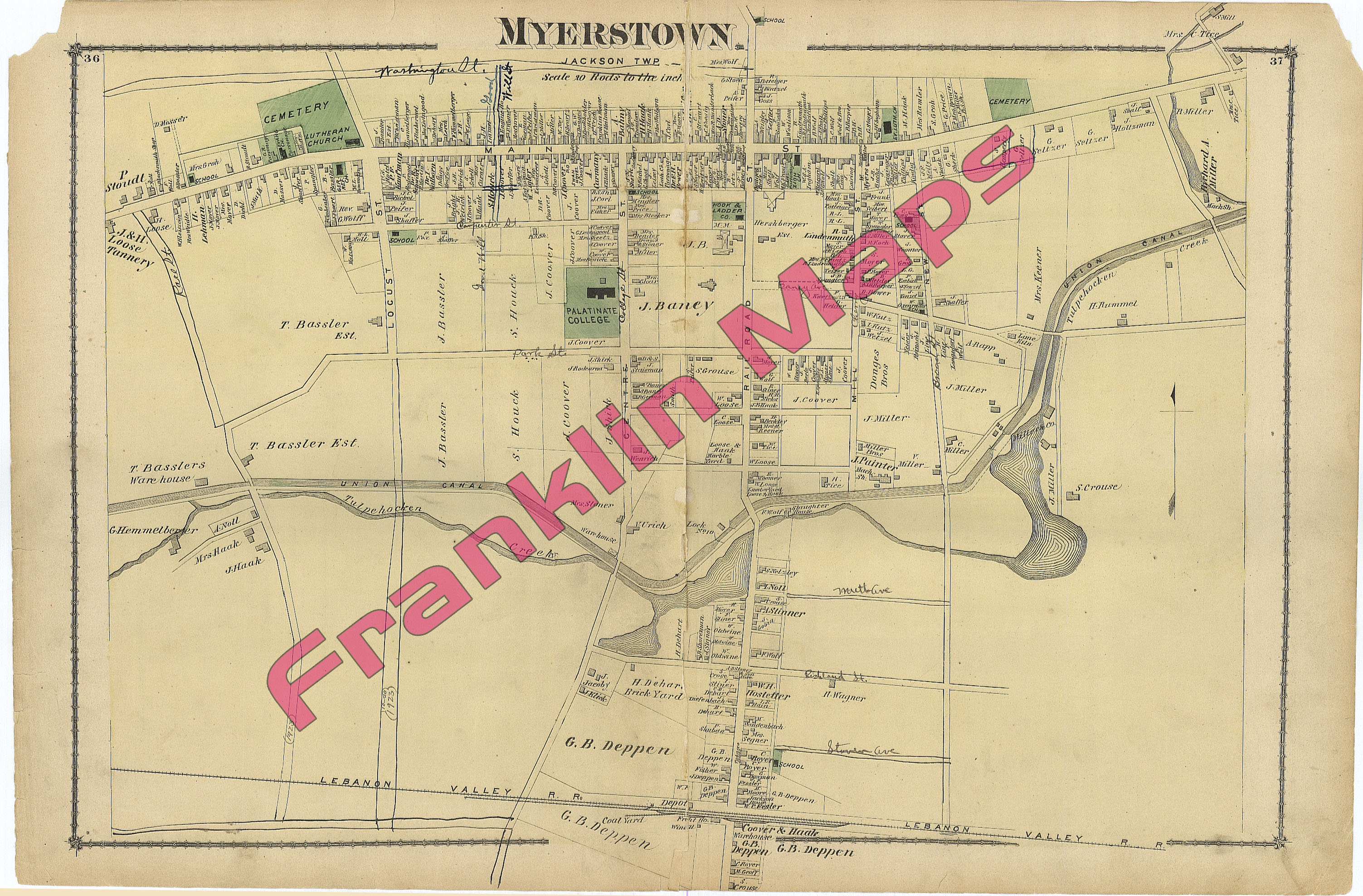 Andy's Antique Maps -1883 North Pennsylvania Rail Road