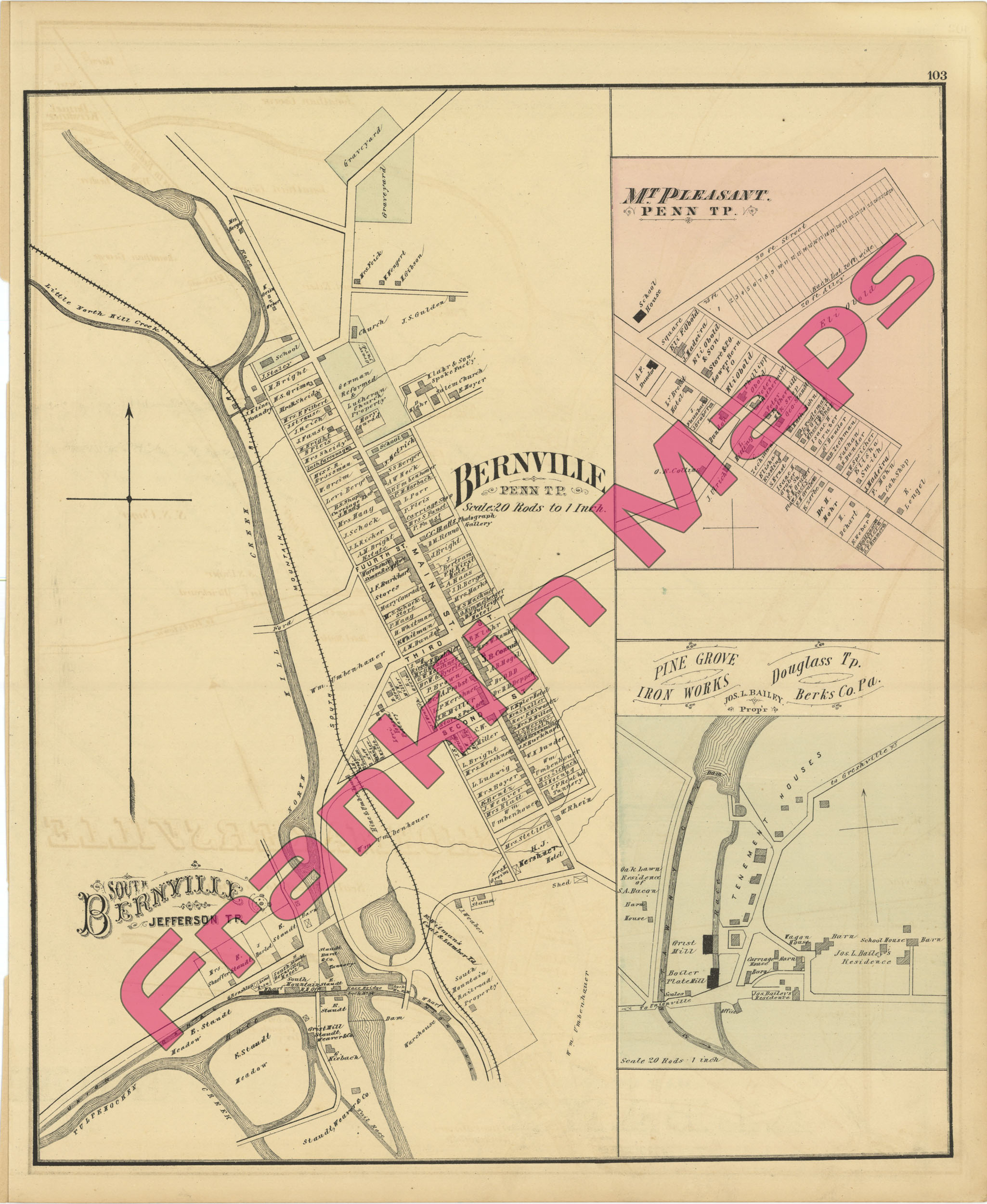 Andy's Antique Maps -1876 Berks County