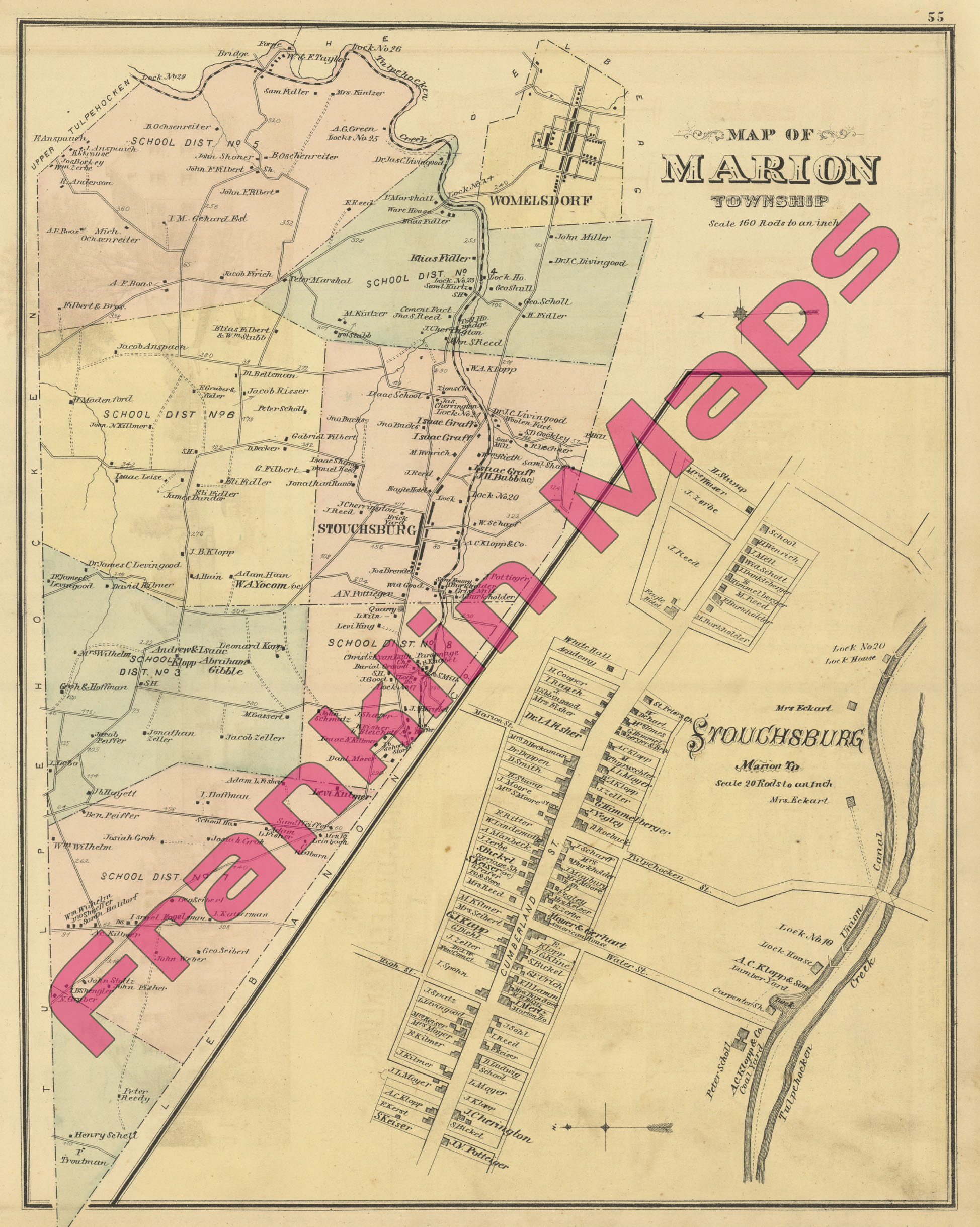 Andy's Antique Maps -1876 Berks County