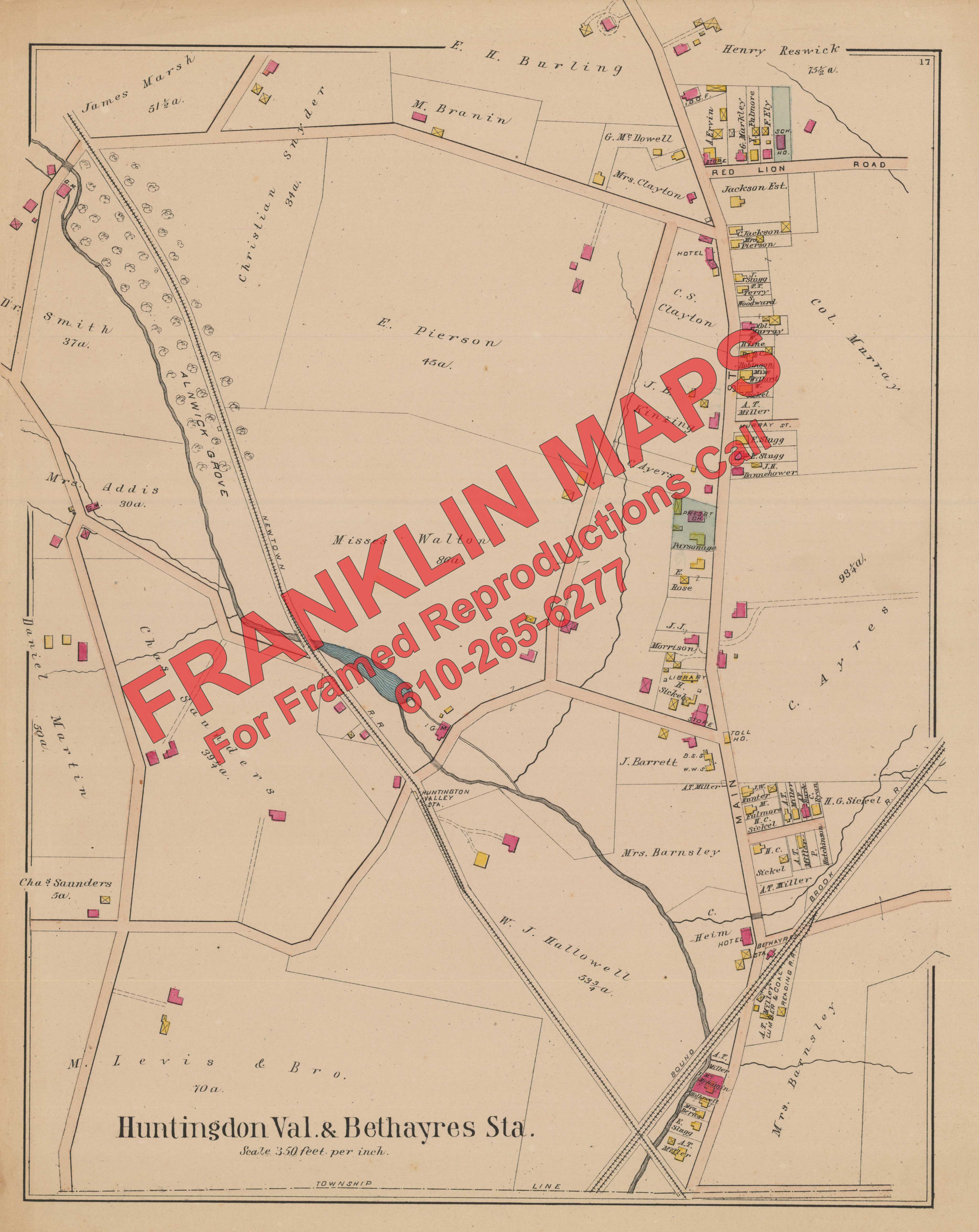 Andy's Antique Maps -1886 North Pennsylvania RR