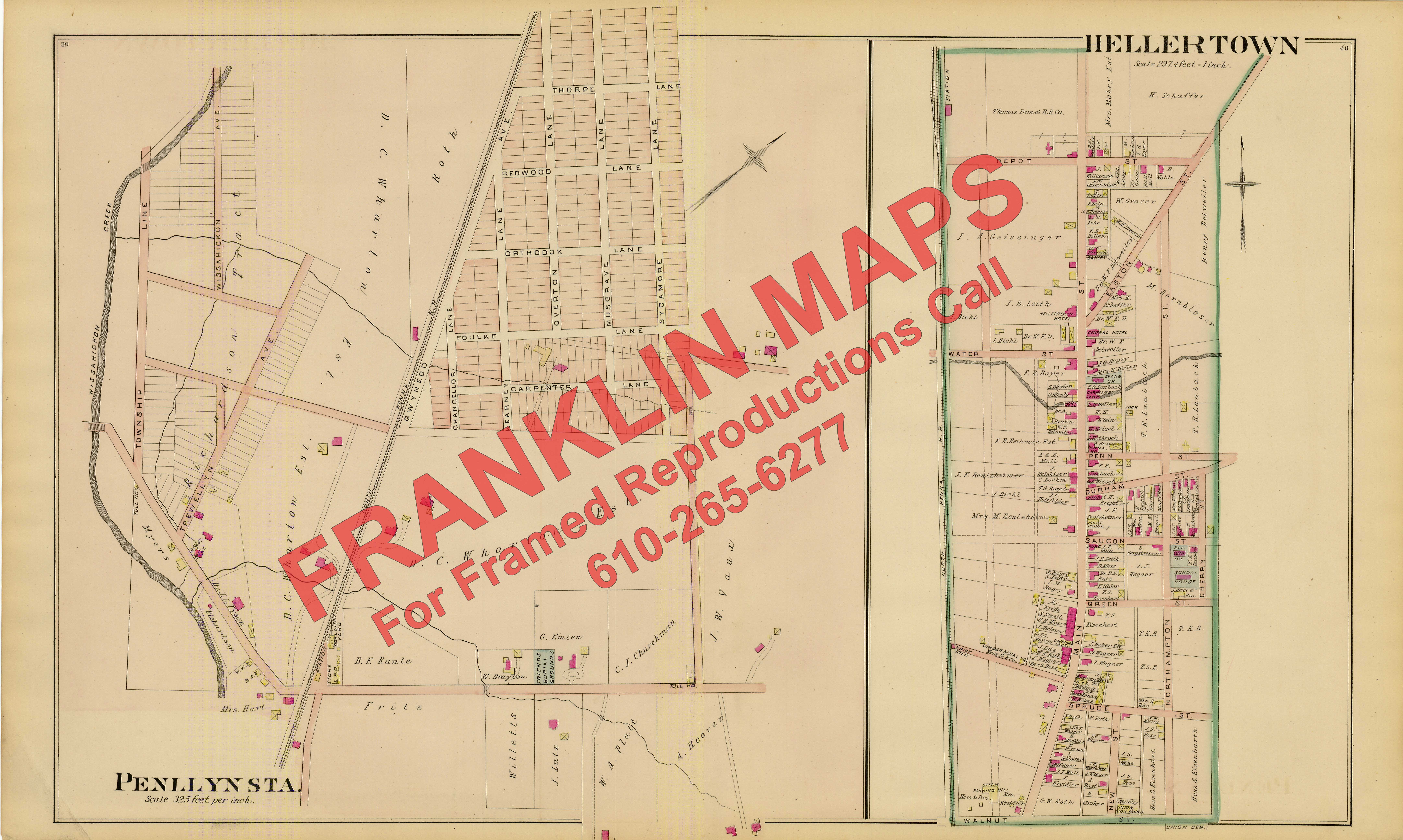 Andy's Antique Maps -1886 North Pennsylvania RR