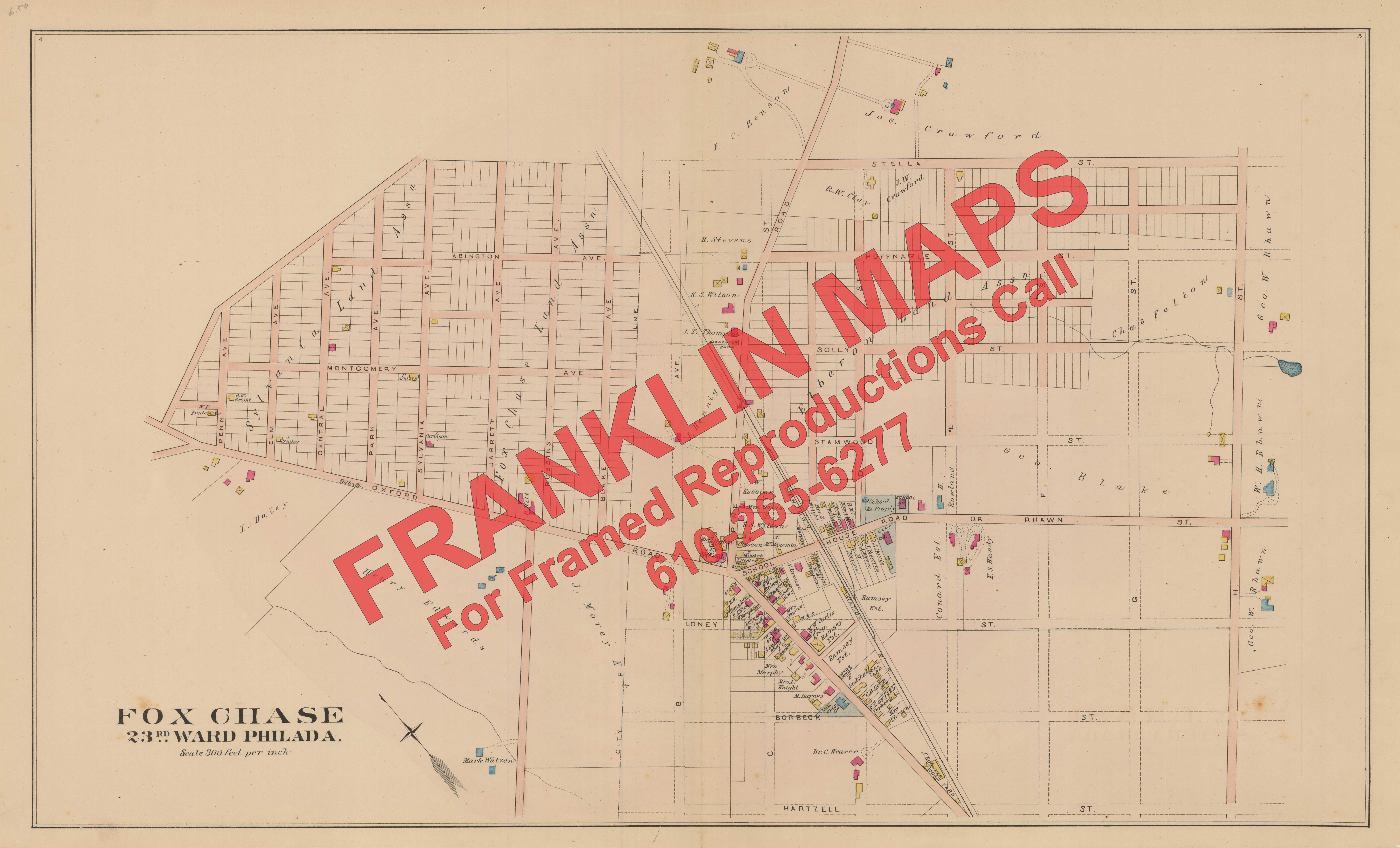 Andy's Antique Maps -1886 North Pennsylvania RR