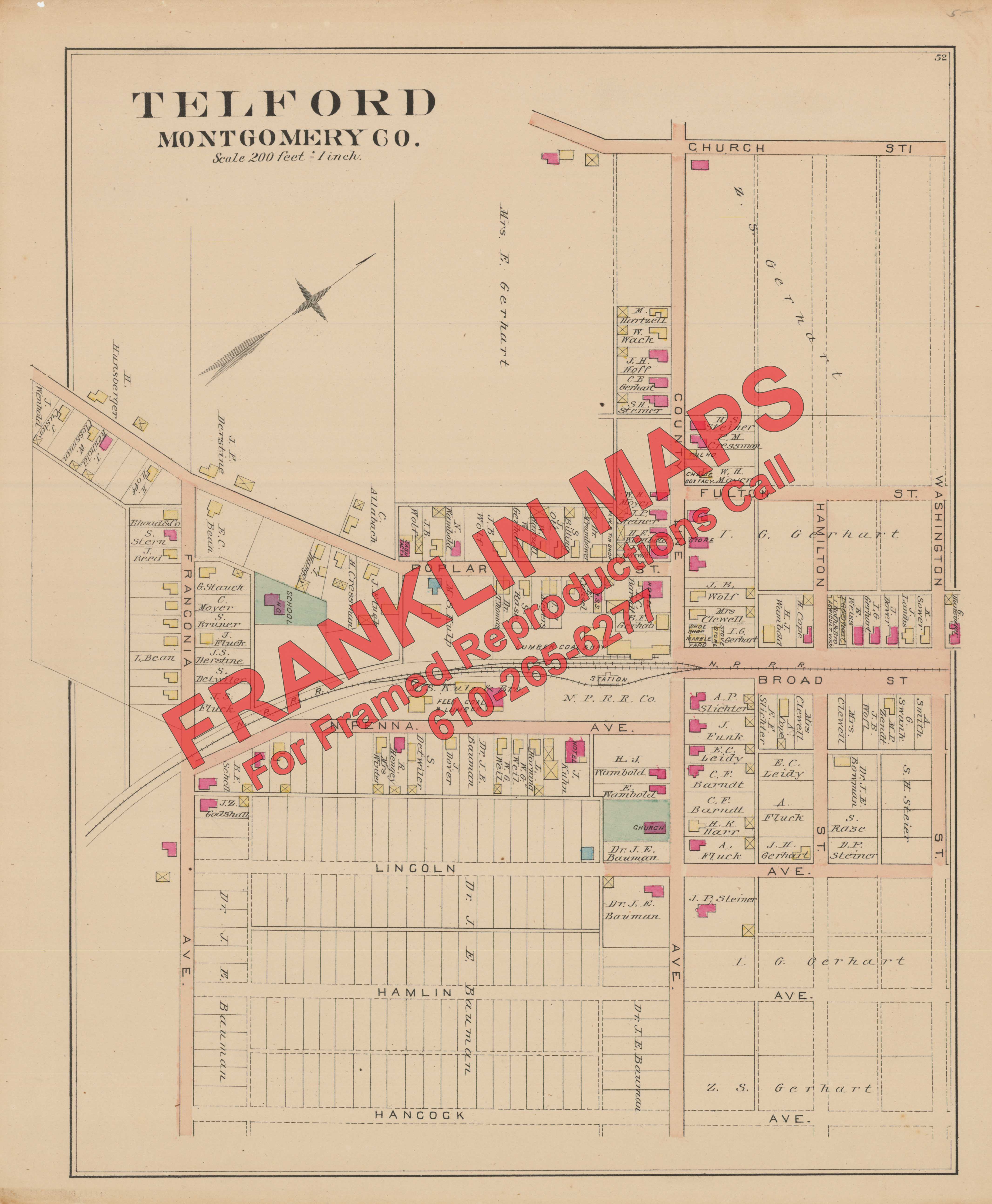 Andy's Antique Maps -1886 North Pennsylvania RR