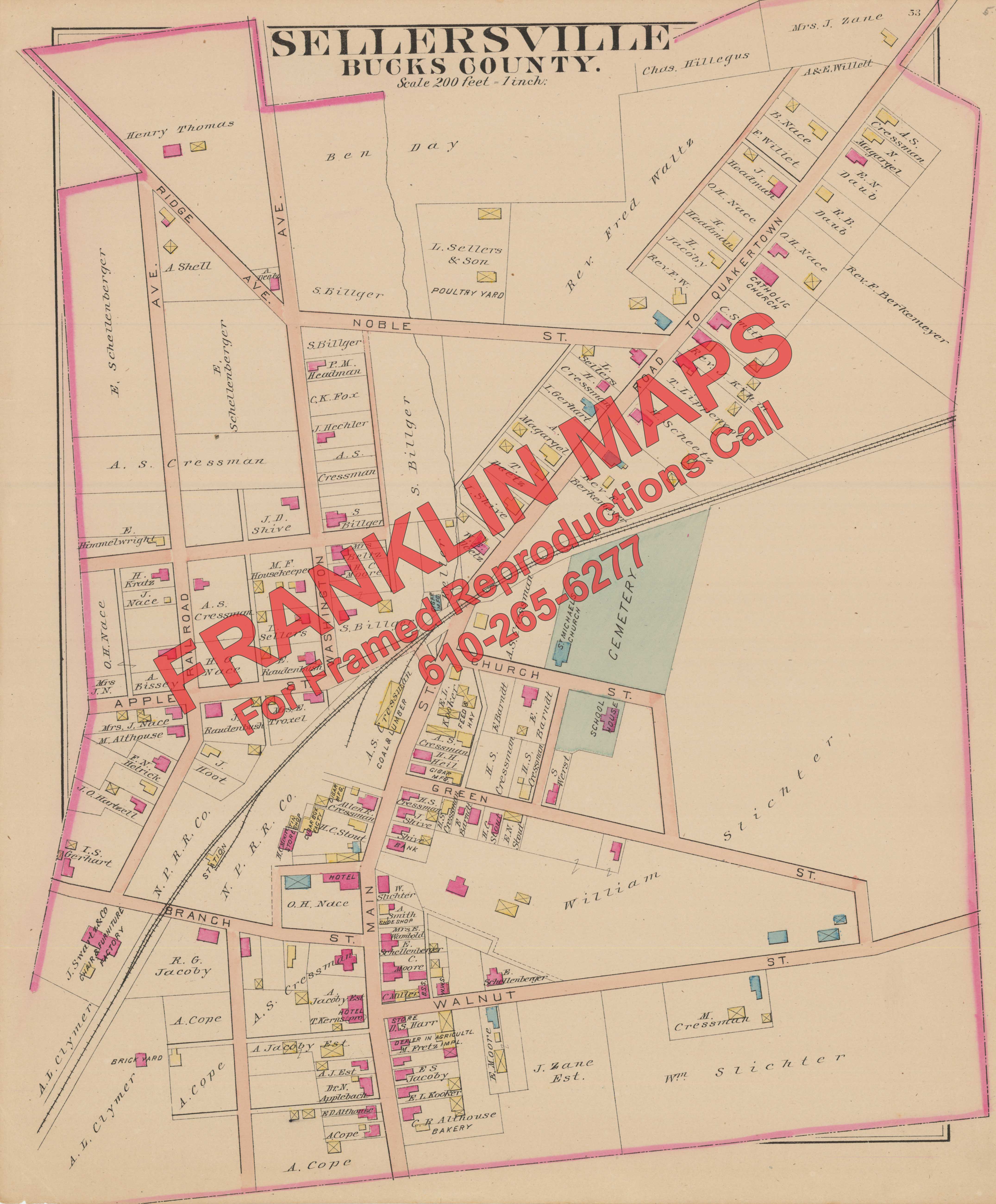 Andy's Antique Maps -1886 North Pennsylvania RR