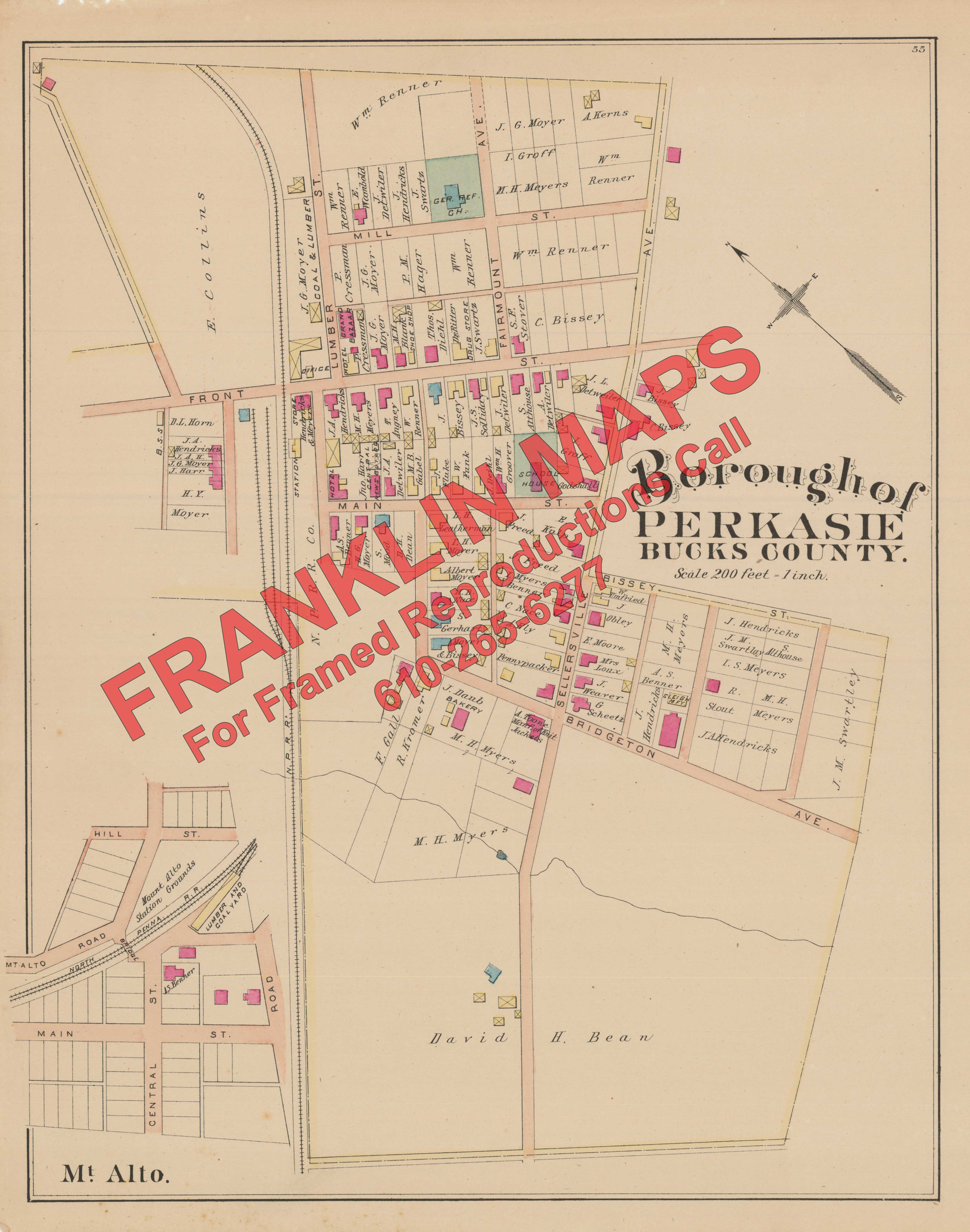 Andy's Antique Maps -1886 North Pennsylvania RR