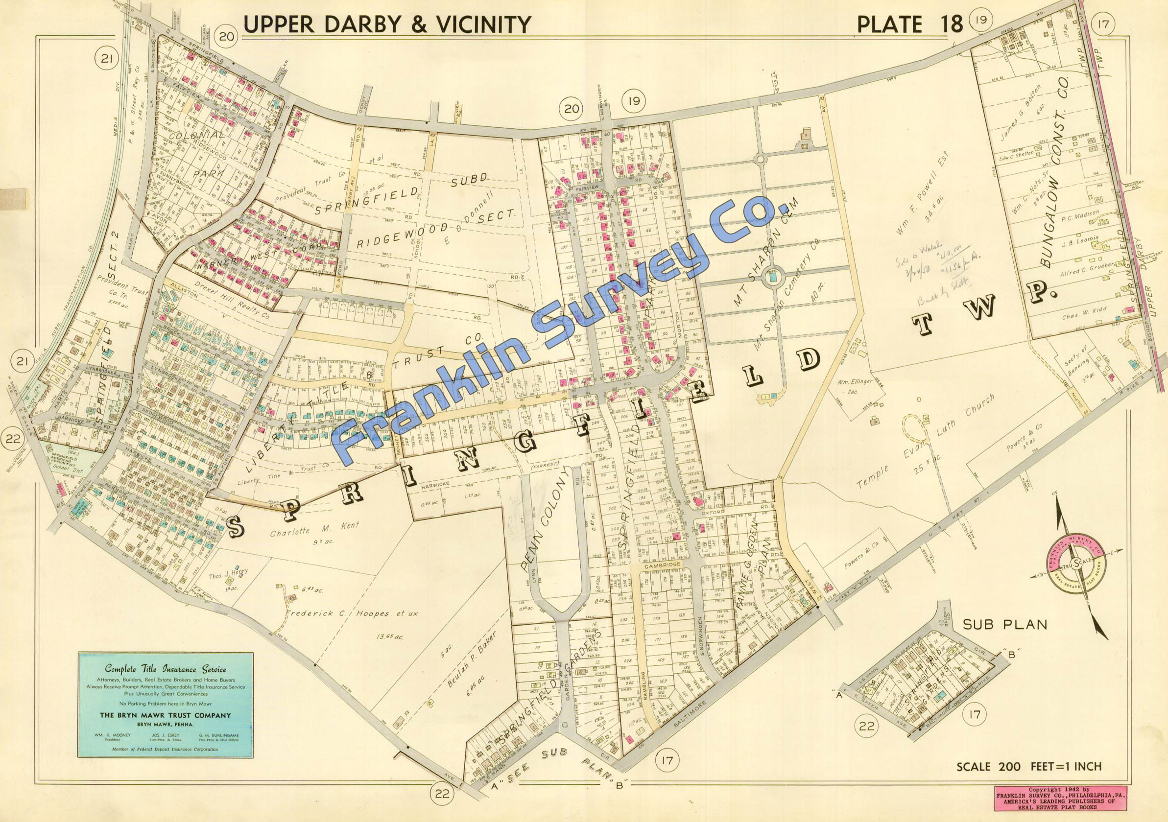 Andy's Antique Maps -1942 Upper Darby & Vacinity
