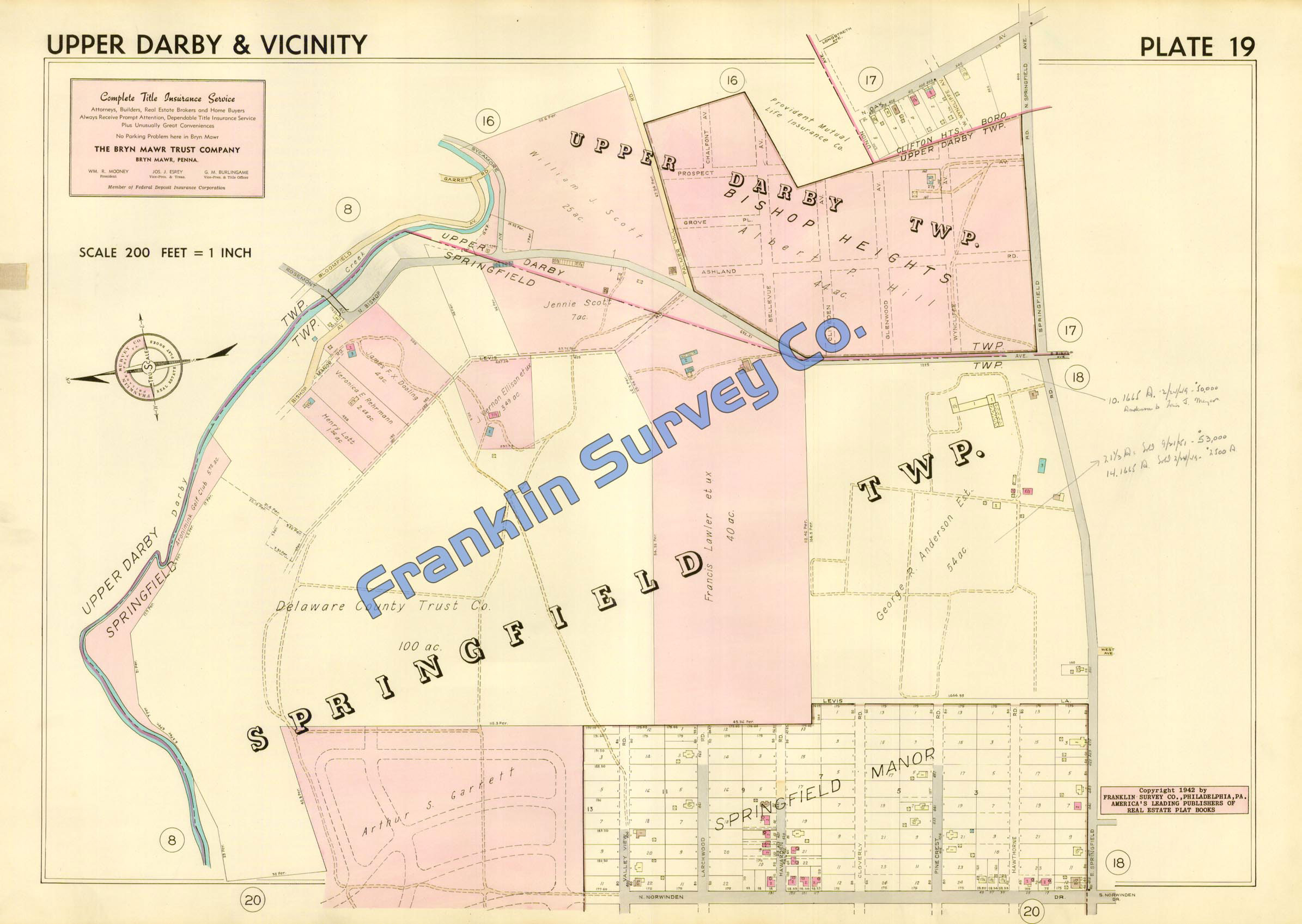 Andy's Antique Maps -1942 Upper Darby & Vacinity