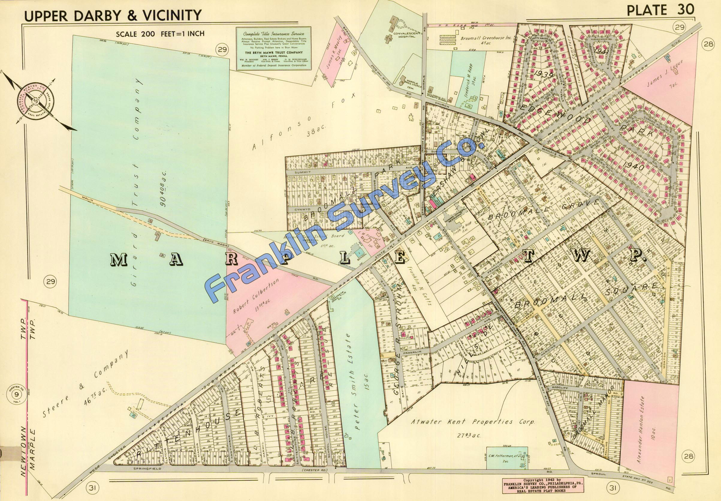 Andy's Antique Maps -1942 Upper Darby & Vacinity