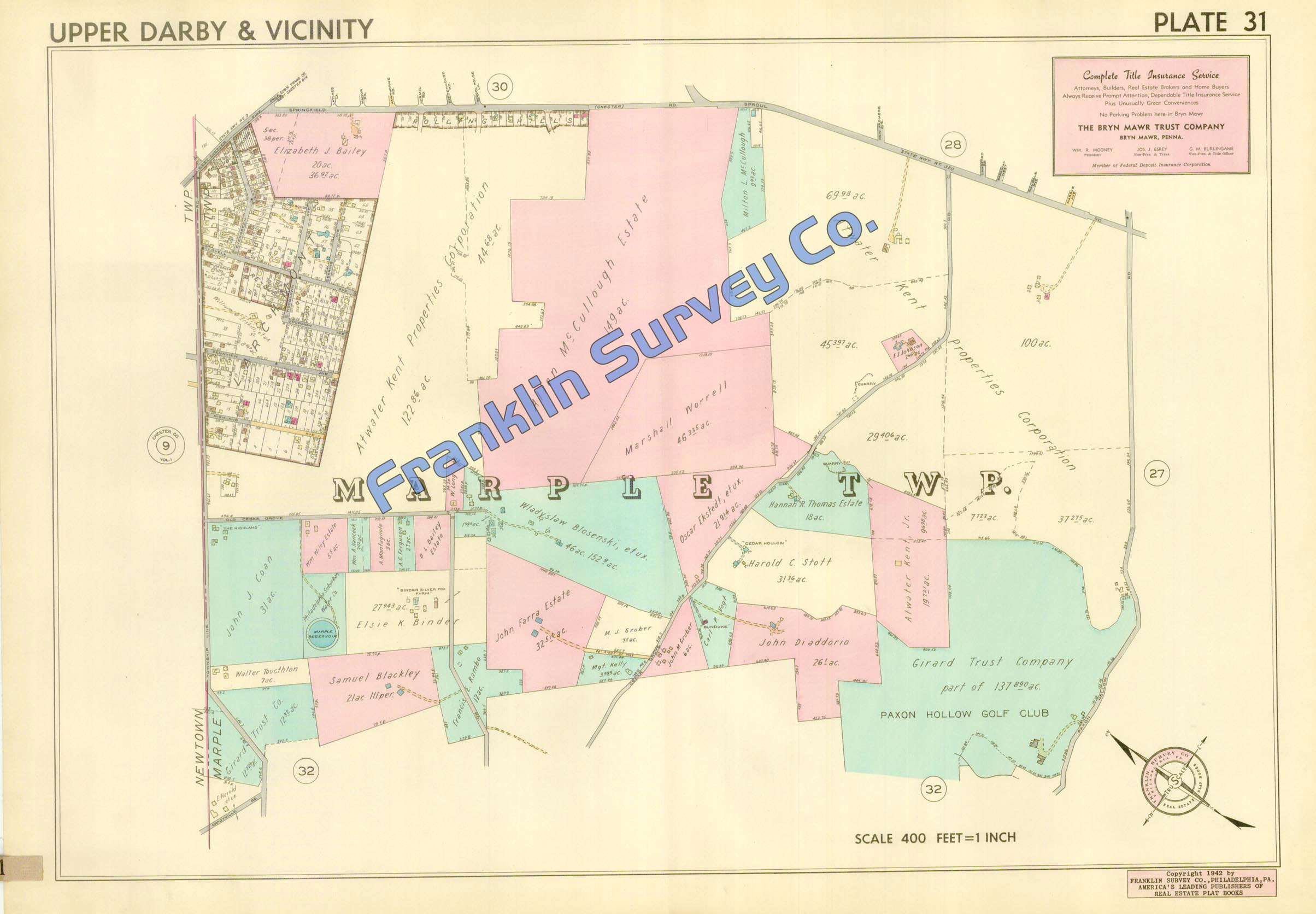 Andy's Antique Maps -1942 Upper Darby & Vacinity